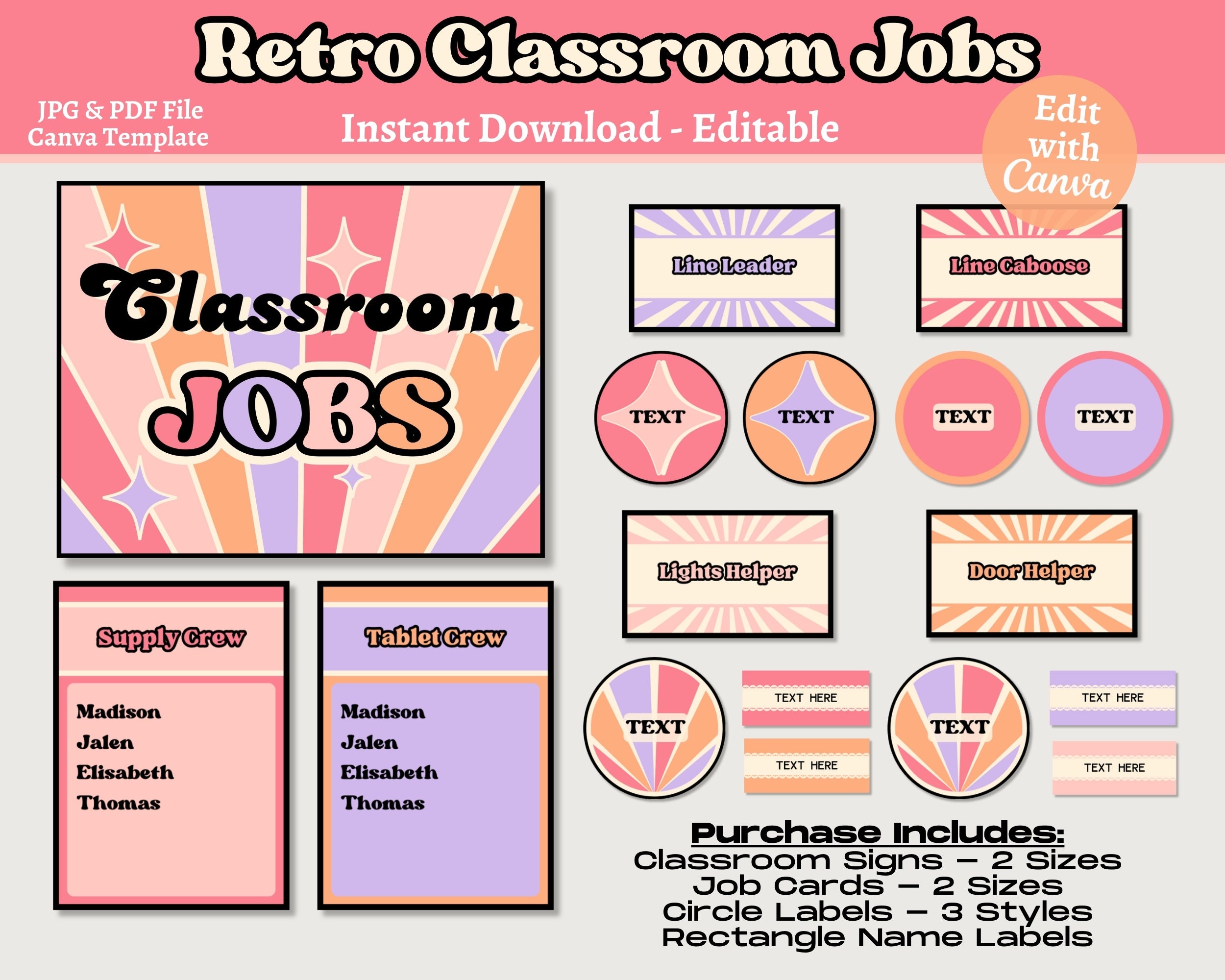 Retro Classroom Jobs Printable, Editable Classroom Jobs Display ...
