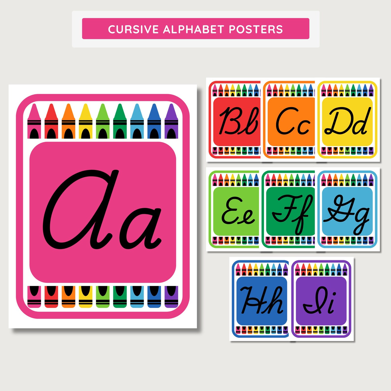 Rainbow Crayons Alphabet Posters, Printable & Editable Classroom ...