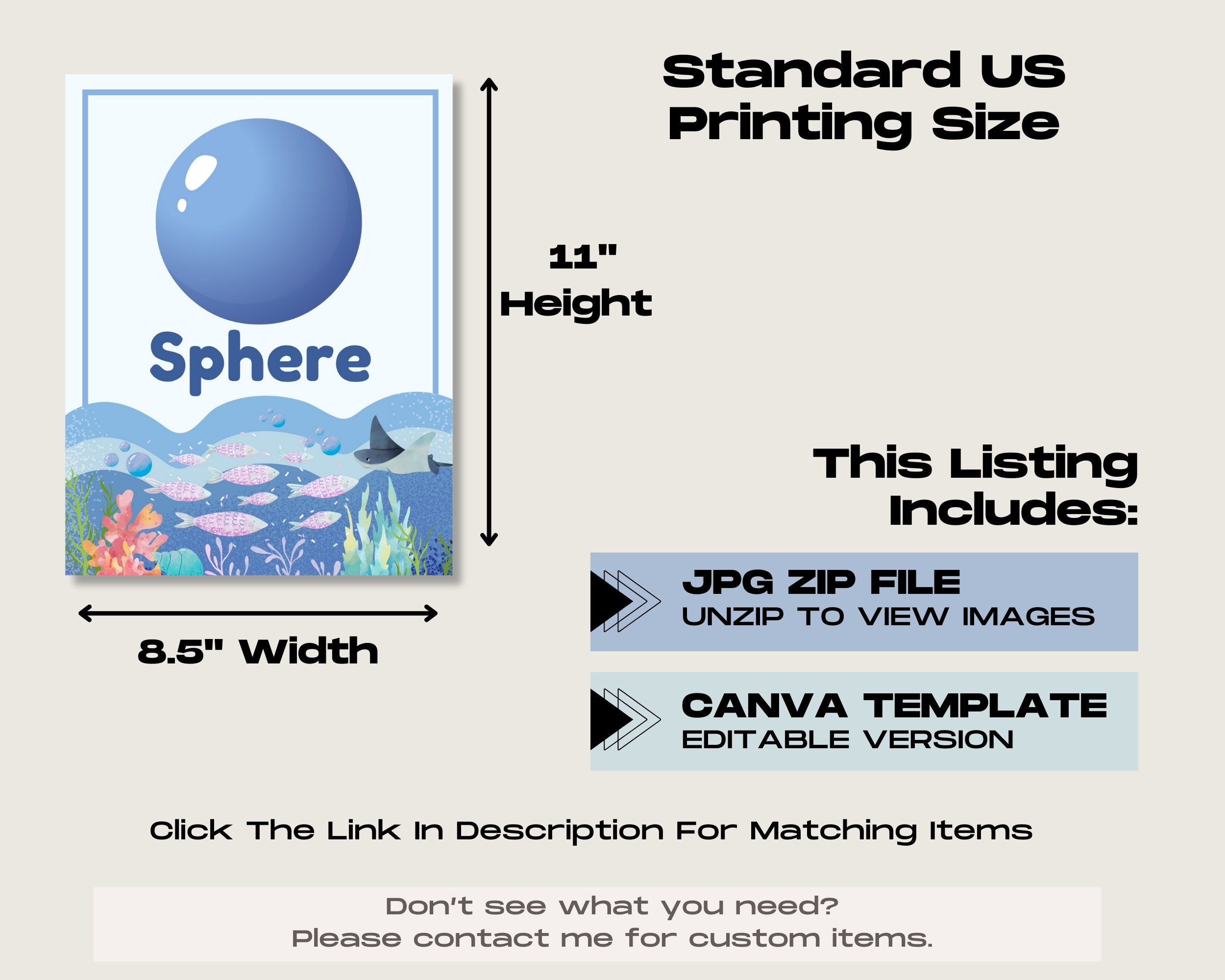 Ocean Theme 2-D and 3-D Shape Posters, Printable & Editable Shape ...