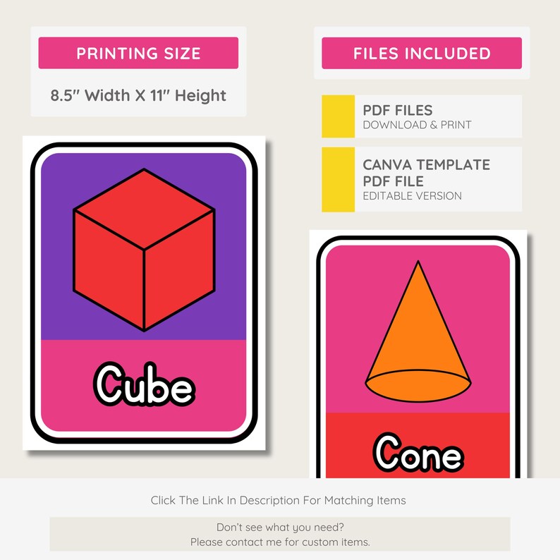 Rainbow 2-D & 3-D Shape Poster, Printable and Editable Classroom Shape ...