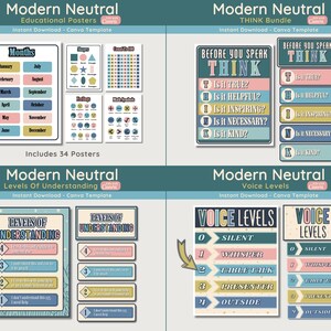 Editable Modern Classroom Decor Printable Bundle, Neutral Complete ...