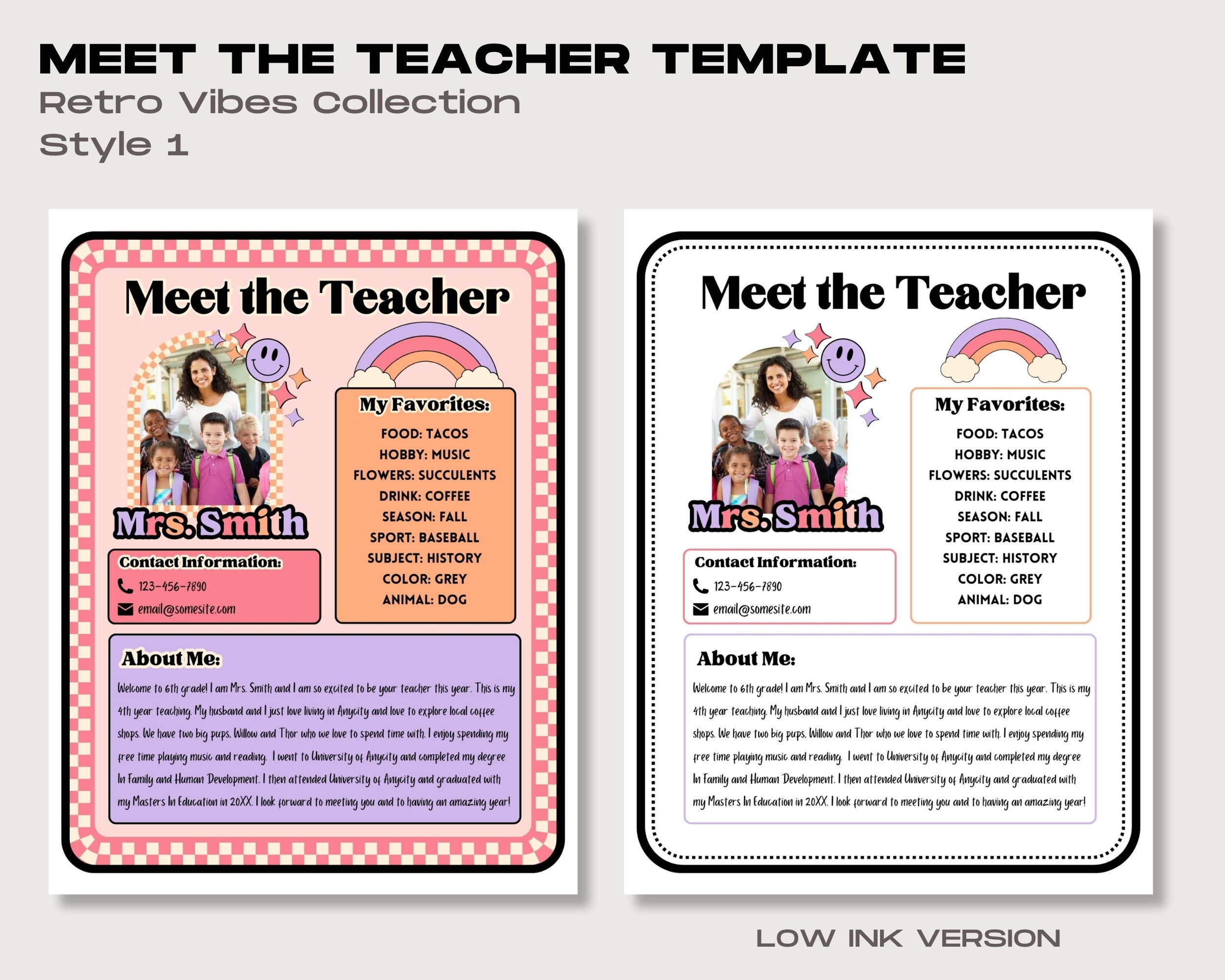 Retro Meet the Teacher Printable, Editable Teacher Introduction Letter ...