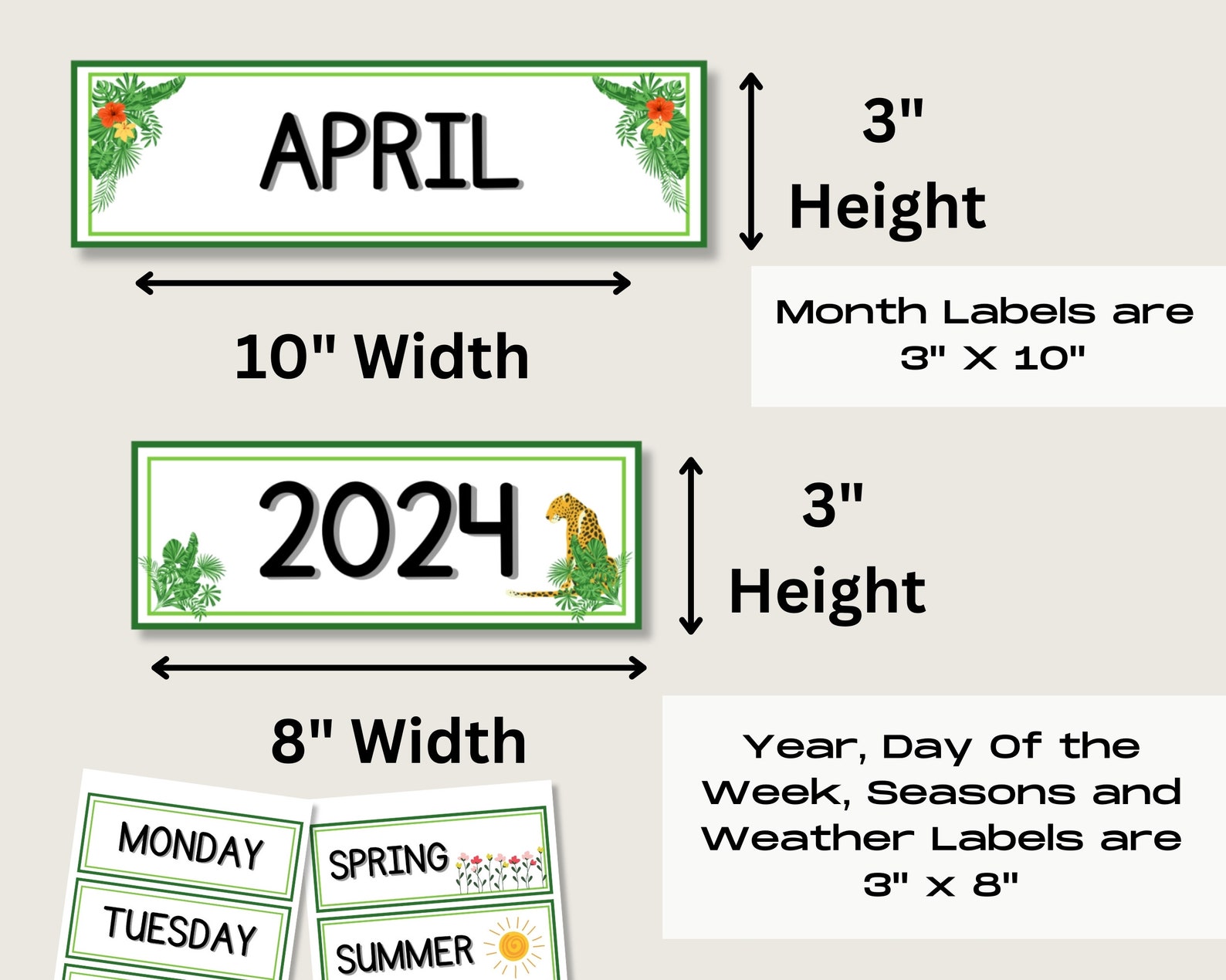 Jungle Calendar Bundle: Editable Classroom Decor (canva Template) - Etsy