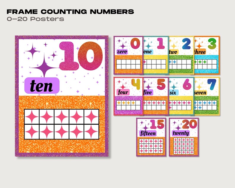 Glitter Sparkle Number Posters, Printable & Editable Skip Counting, Ten ...