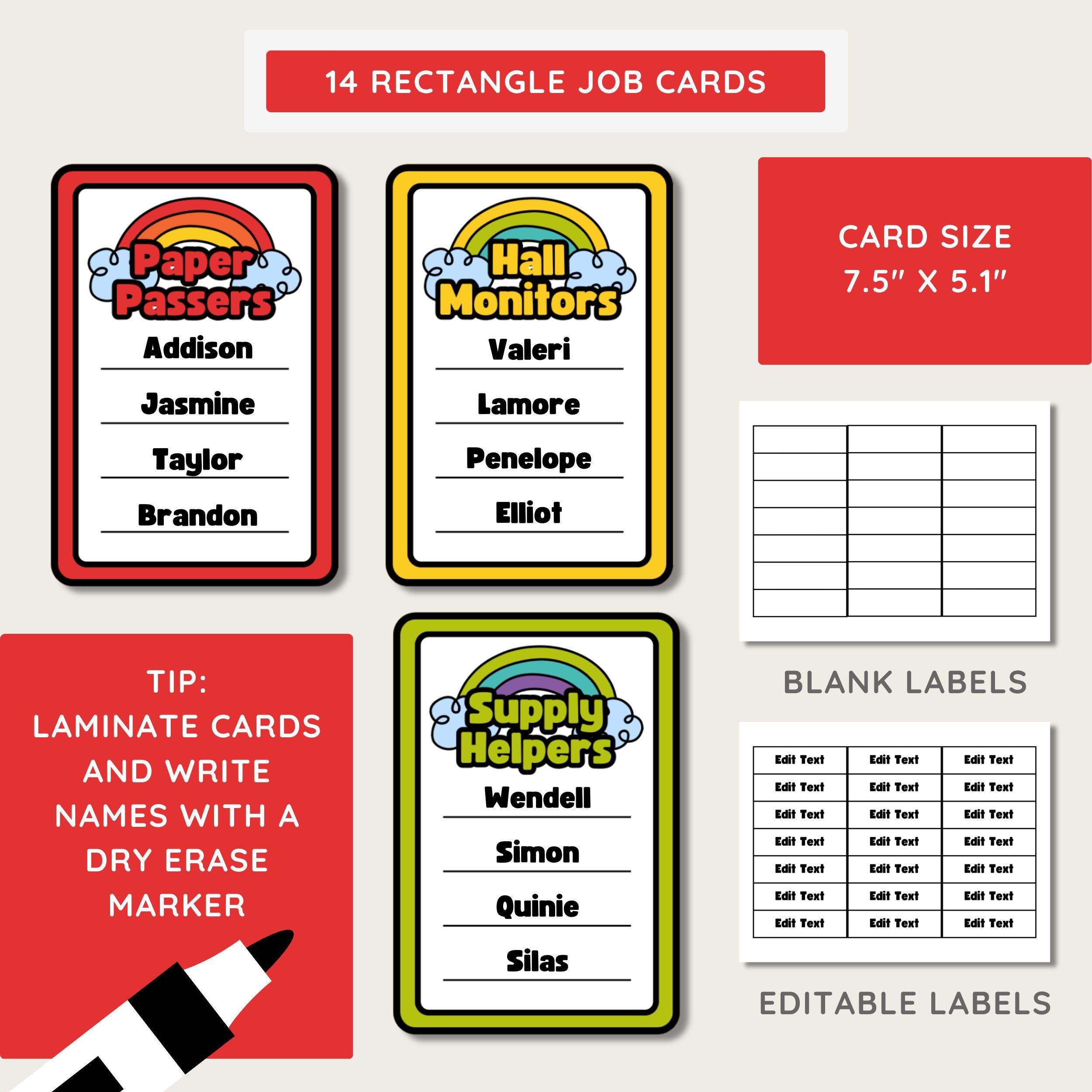 Rainbow Classroom Jobs Display, Printable & Editable Student Helpers ...