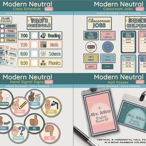 Editable Modern Classroom Decor Printable Bundle, Neutral Complete ...
