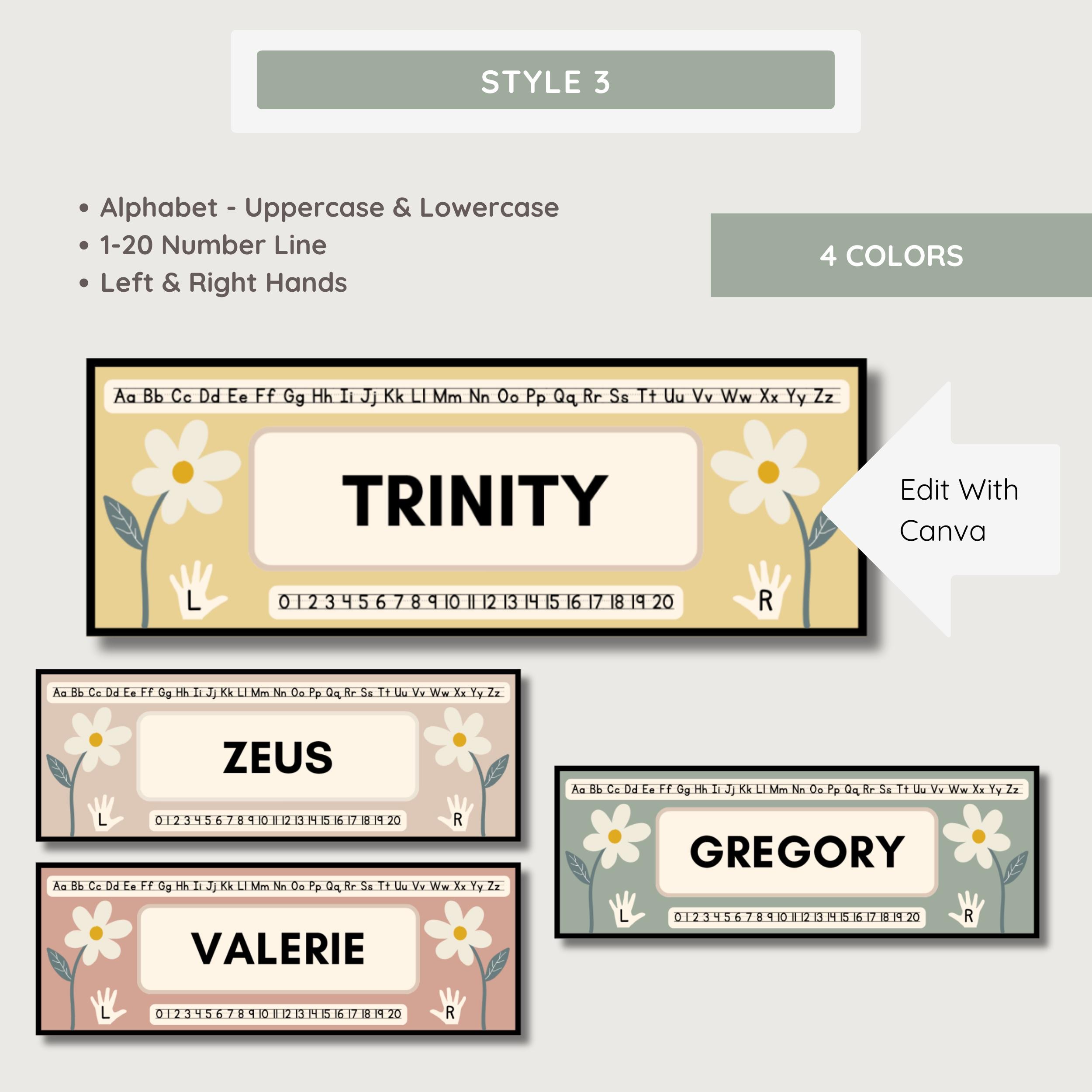 Boho Student Name Desk Tags, Printable Student Name Plates, Editable ...