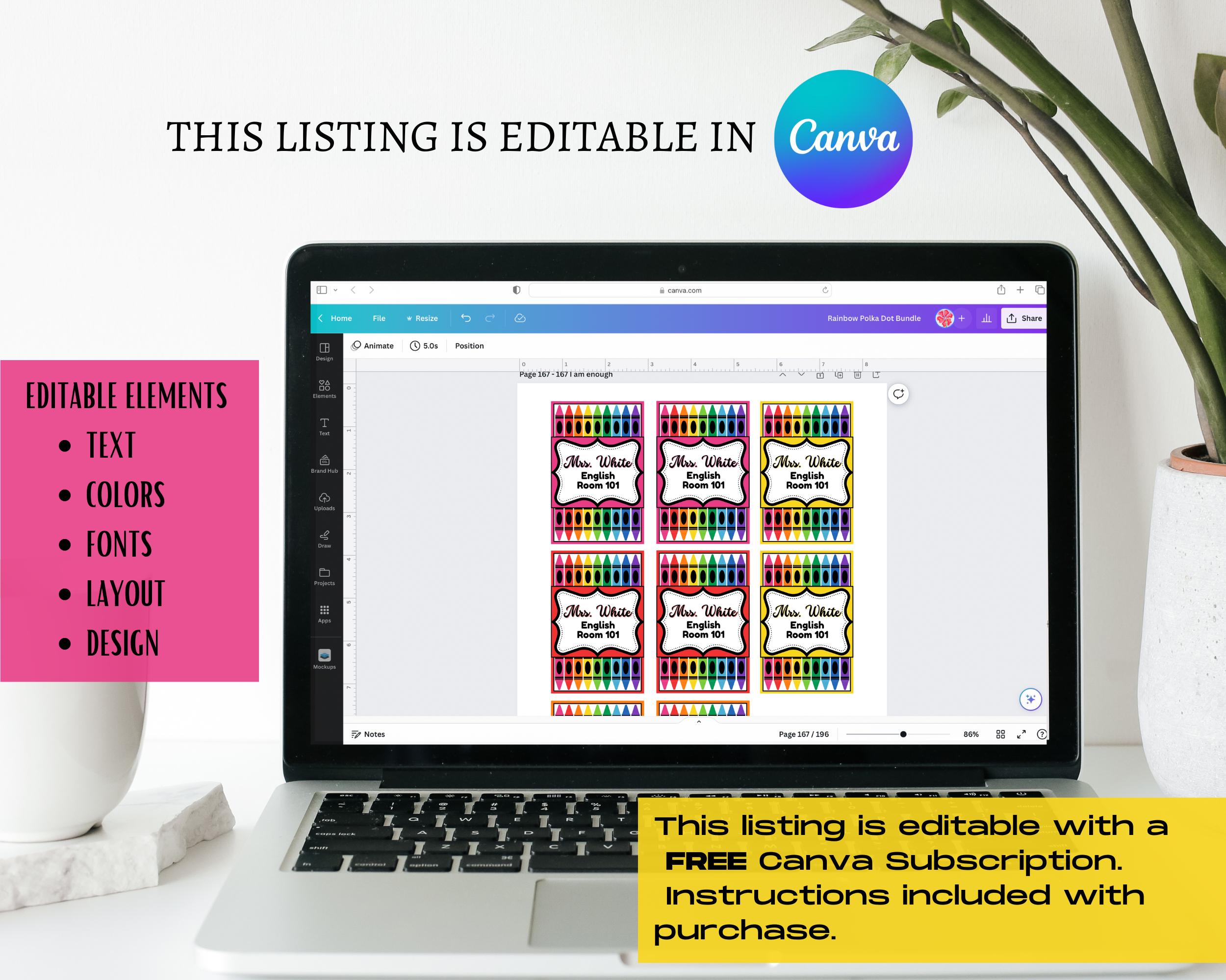 Printable Rainbow Teacher Hall Pass, Custom Editable Hall Passes for ...