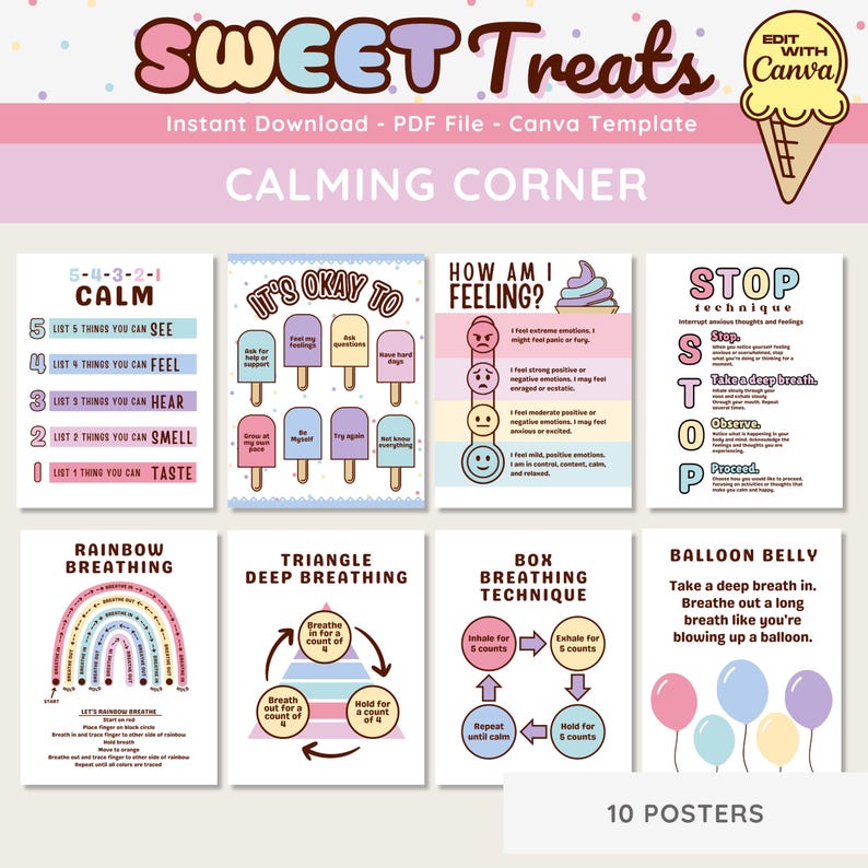 10 Calming Corner Posters, Printable & Editable Calming Strategy ...