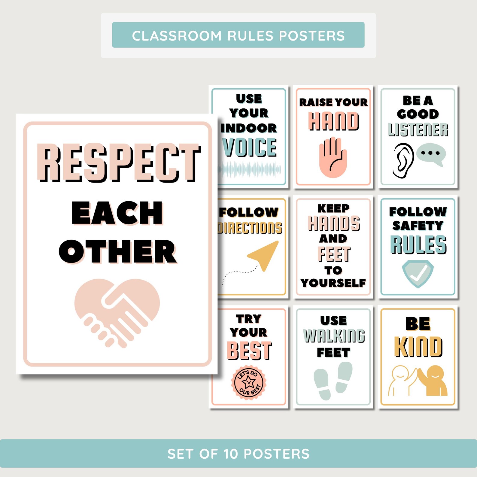 Modern Classroom Rules Posters: Neutral Pastel Decor (canva Template ...