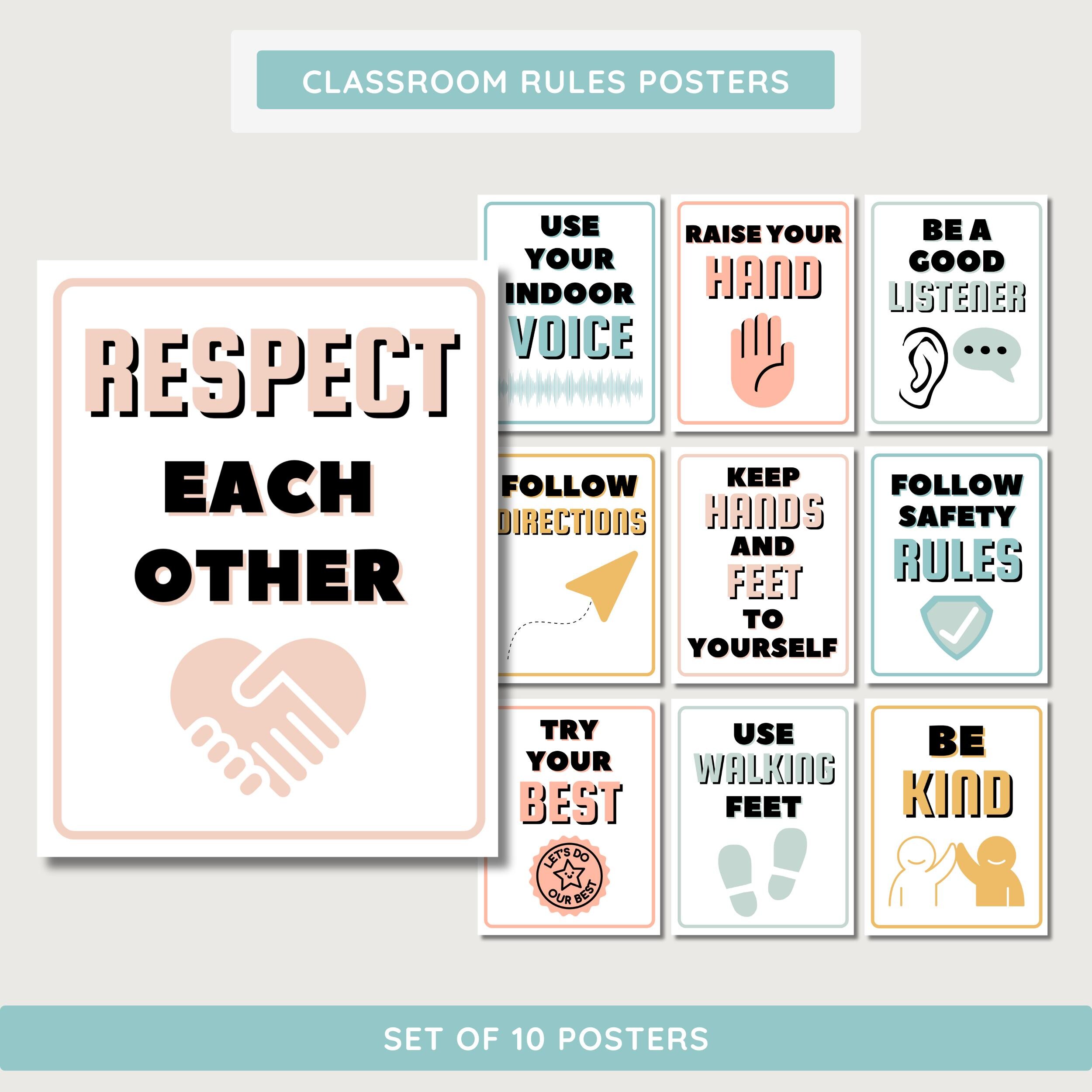 Modern Classroom Rules Posters: Neutral Pastel Decor (canva Template ...