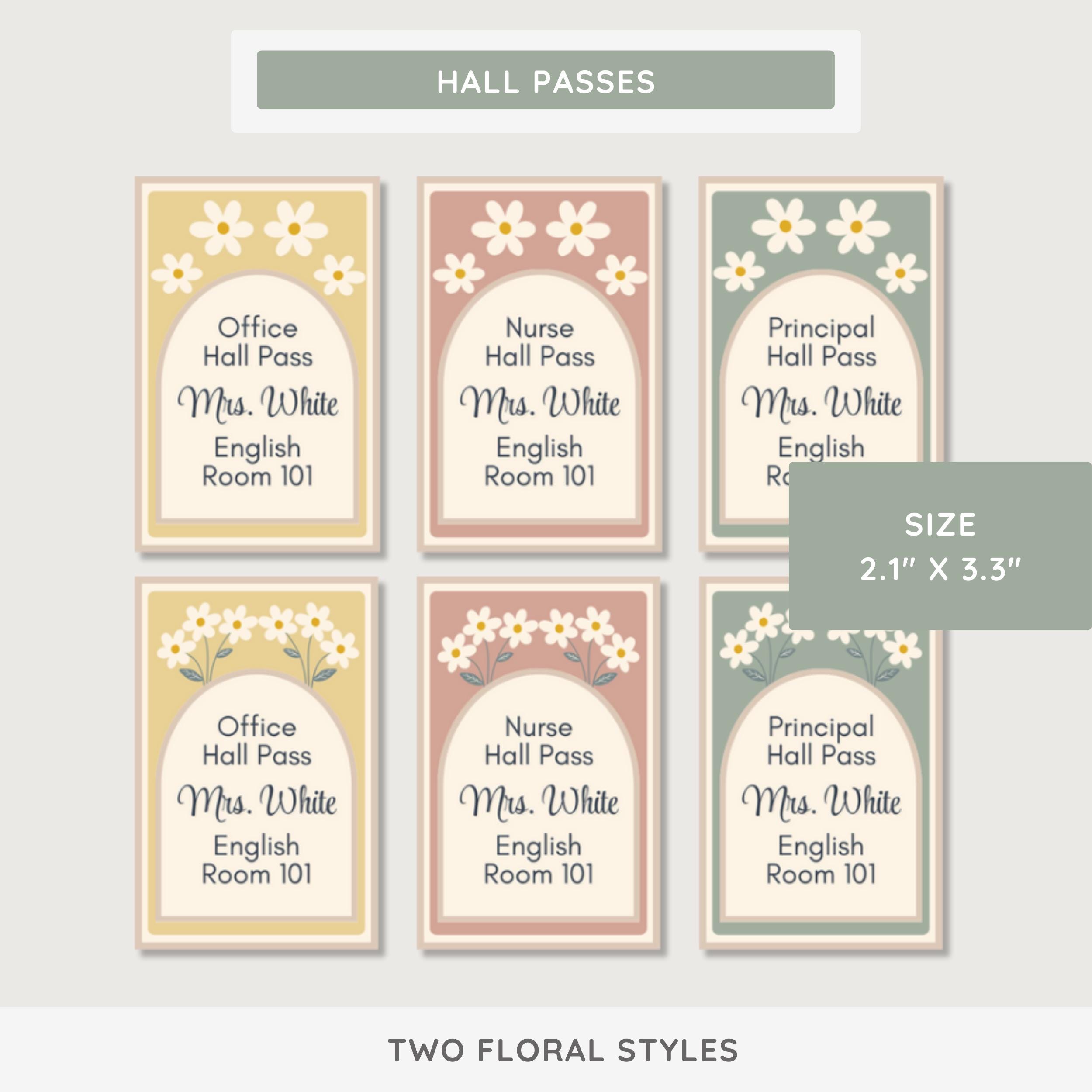 Boho Daisy Classroom Hall Passes: Printable Teacher Canva Template ...