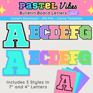 Editable Pastel Bulletin Board Letters, Printable Display Text, Pastel ...