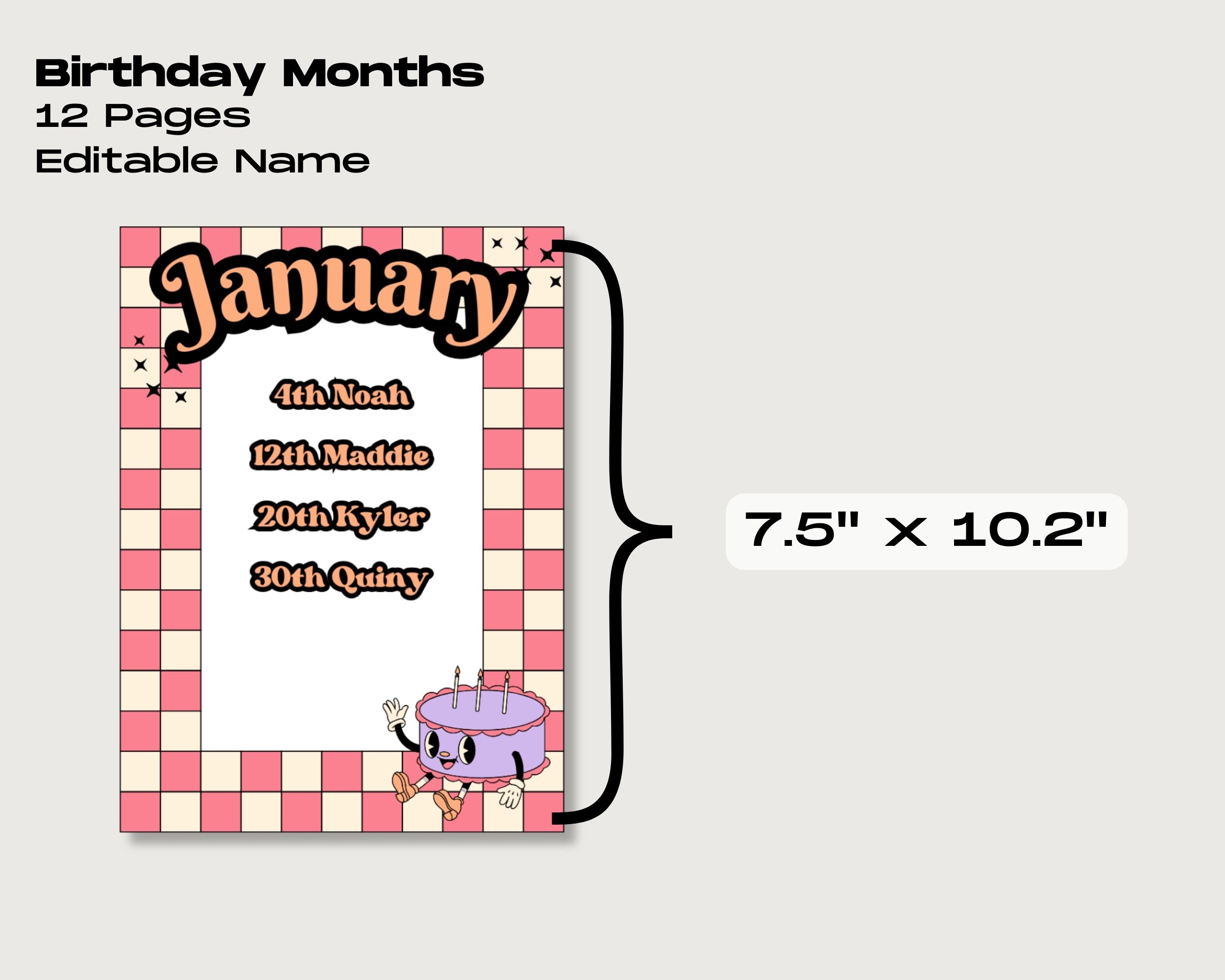 Retro Birthday Bundle, Editable Classroom Birthdays Display, Printable ...