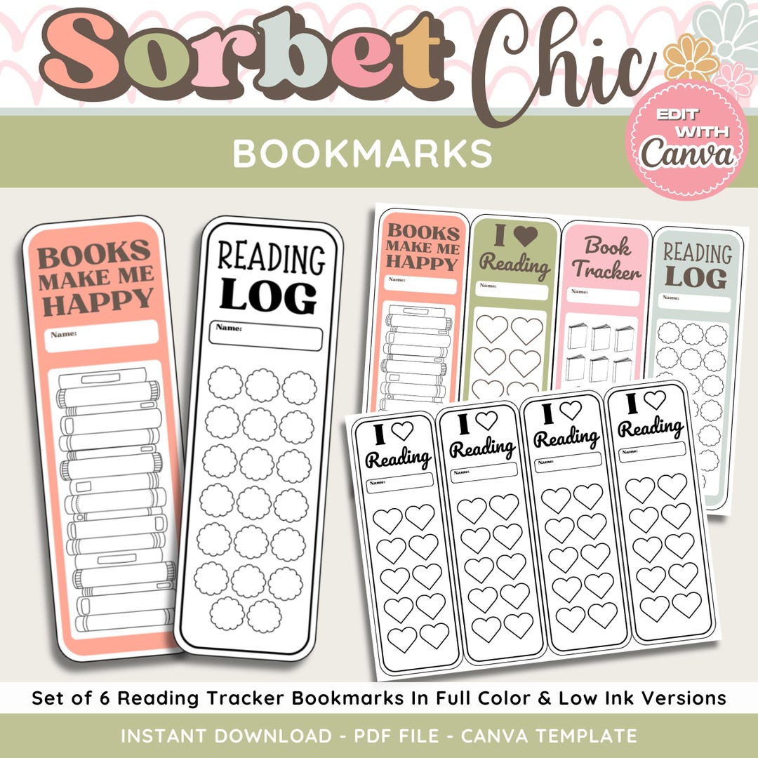 Printable Reading Tracker Bookmarks: Kids Book Log PDF, Simple Pastel ...