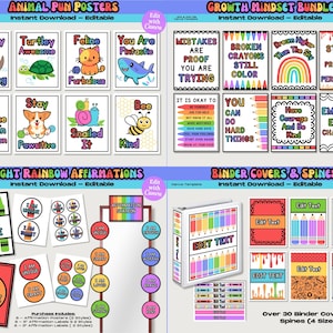 Bright Rainbow Classroom Decor Bundle: Editable Teacher Printables ...
