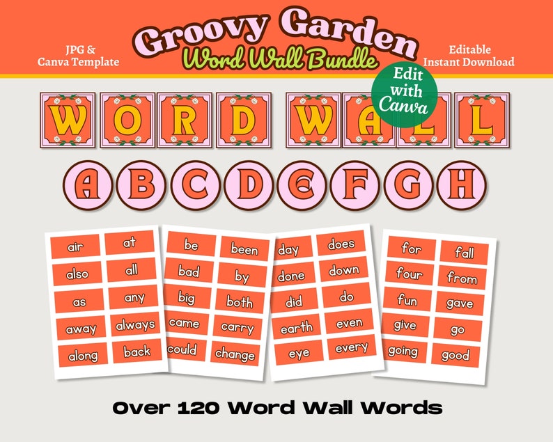 Word Wall Display, Printable & Editable Word Wall Bulletin Board, Sight ...