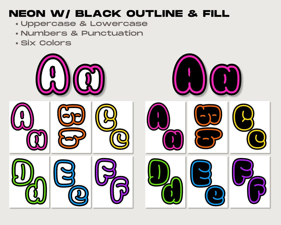 Neon Bulletin Board Letters, Borders, Banners: Editable Canva Template ...