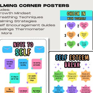 Pastel Calming Corner Posters: Breathing Techniques, Growth Mindset ...
