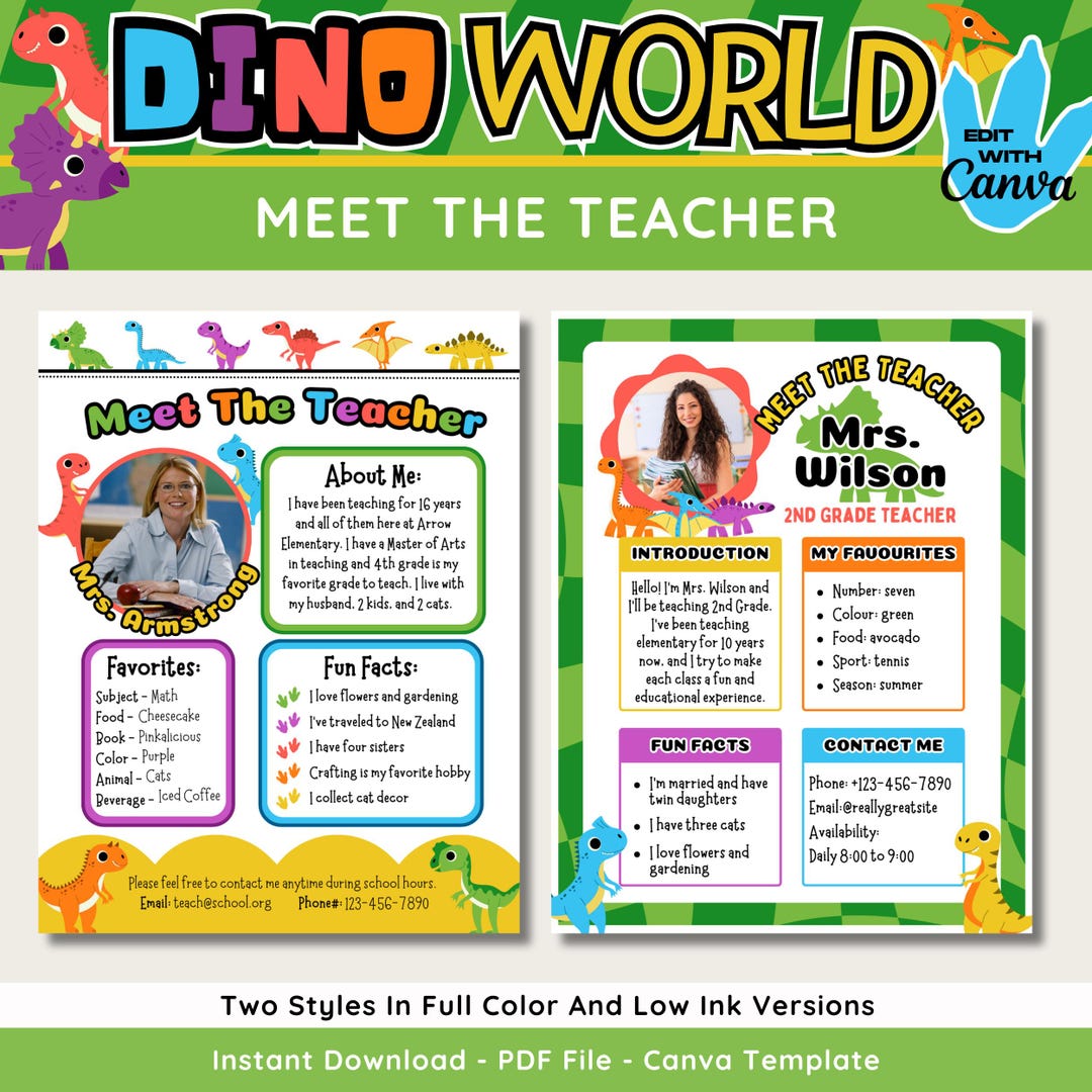 Dinosaur Meet the Teacher Template: Editable Classroom Decor (digital ...