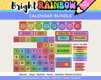 Monthly Calendar Cards | Rainbow Sprinkles - Etsy