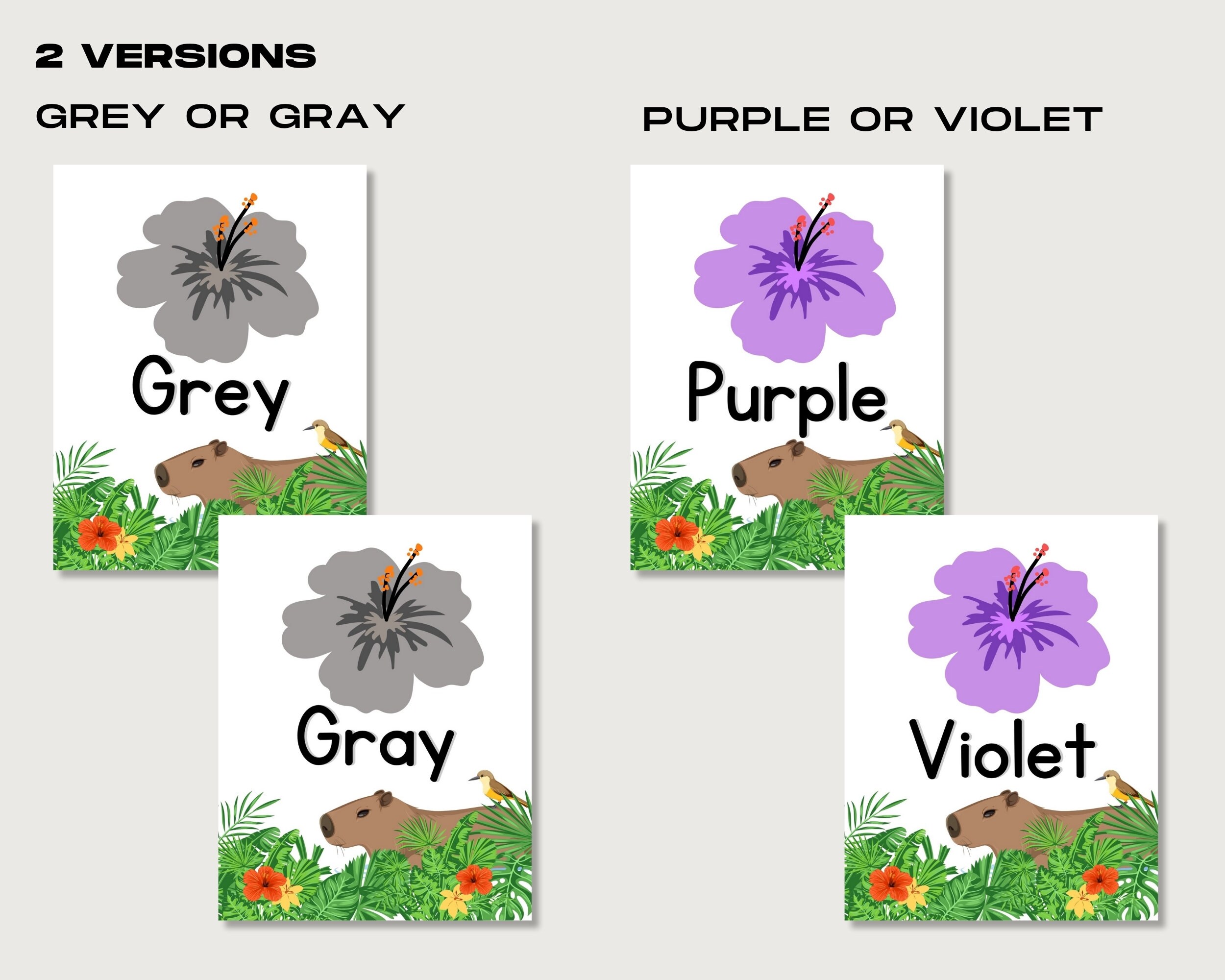 Jungle Color Posters, Editable Color Printable, 12 Basic Colors, Jungle ...