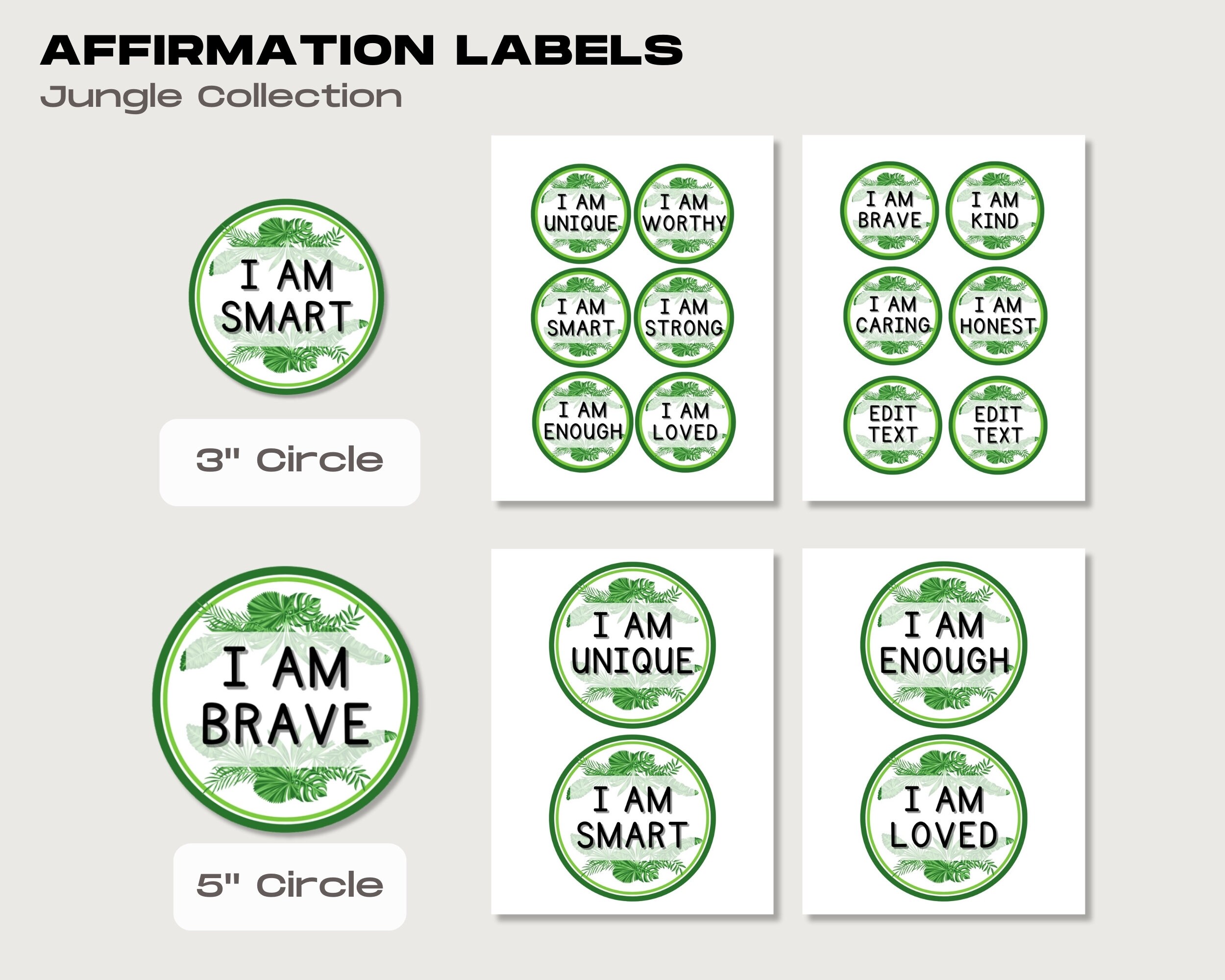 Jungle Affirmation Bundle, Classroom Affirmation Station, Editable ...