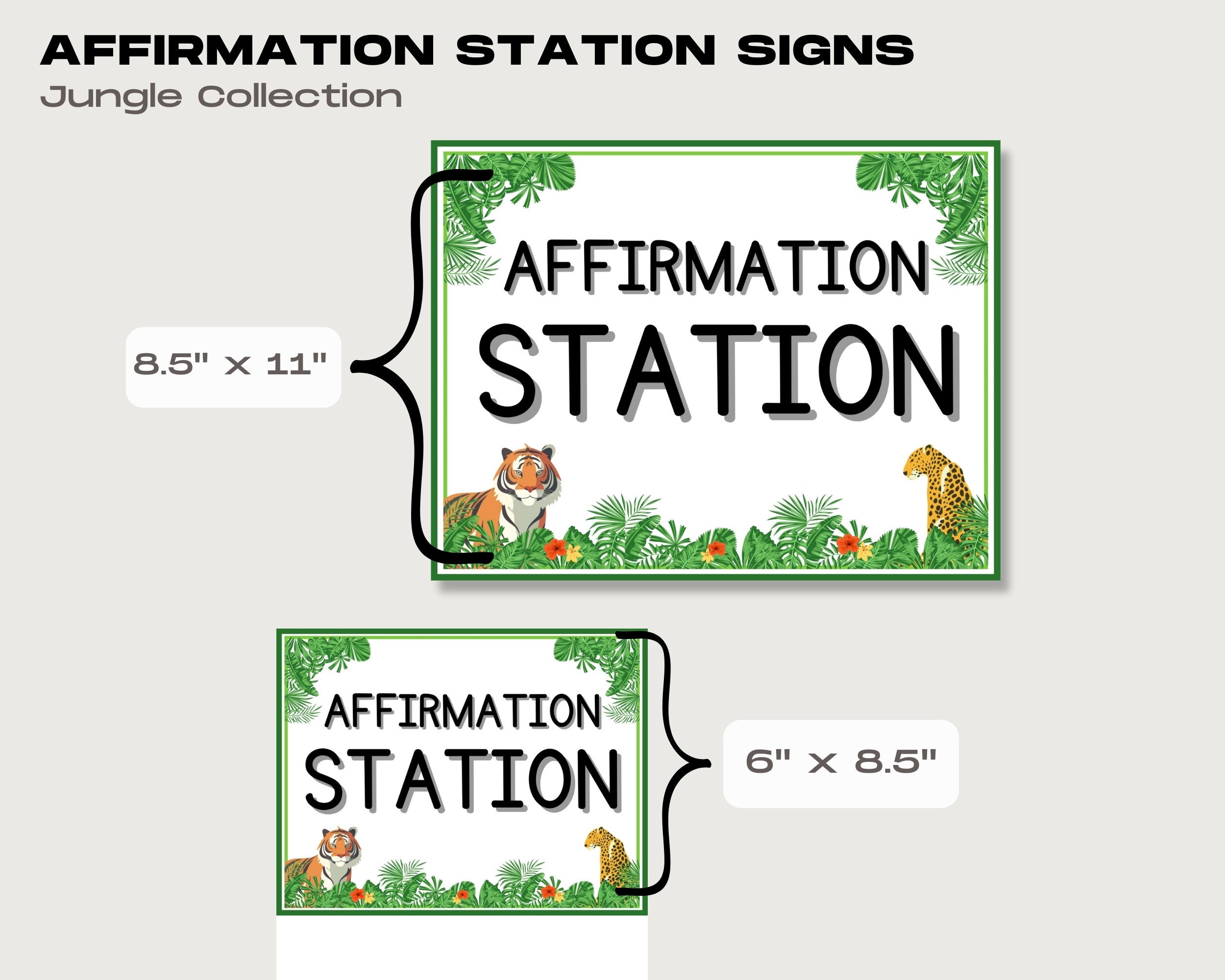 Jungle Affirmation Bundle, Classroom Affirmation Station, Editable ...