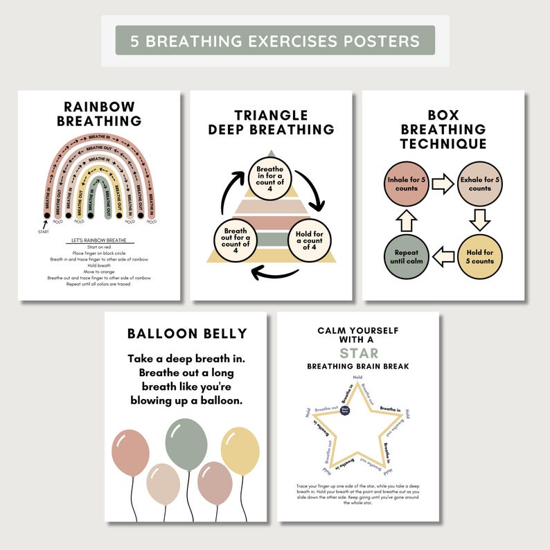 Calming Corner Posters: Kids Breathing Exercises, Daisy Decor (canva ...