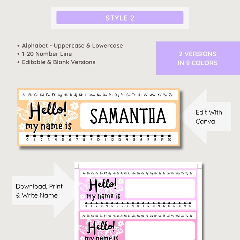 Butterfly Student Name Tags, Printable Editable Classroom Desk Plates ...