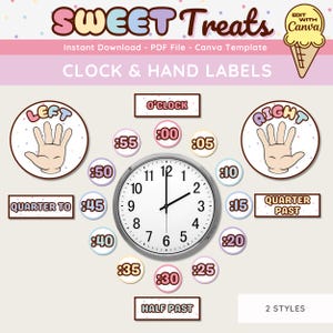 Classroom Pastel Clock Labels, Left & Right Hand Posters, Printable ...