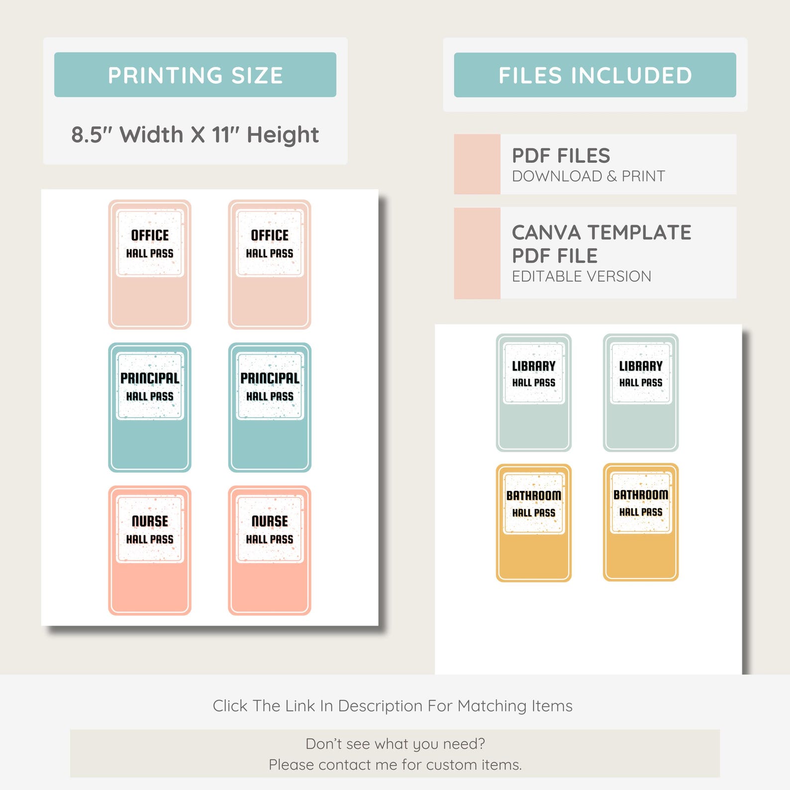 Modern Classroom Hall Passes: Printable, Editable Canva Template ...