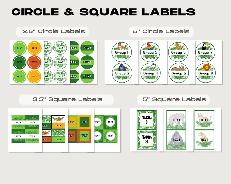 Jungle Labels: Editable Classroom Organization, Canva Template (instant ...