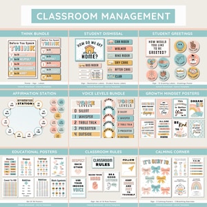 Calm Modern Classroom Decor Bundle, Printable & Editable School Room ...