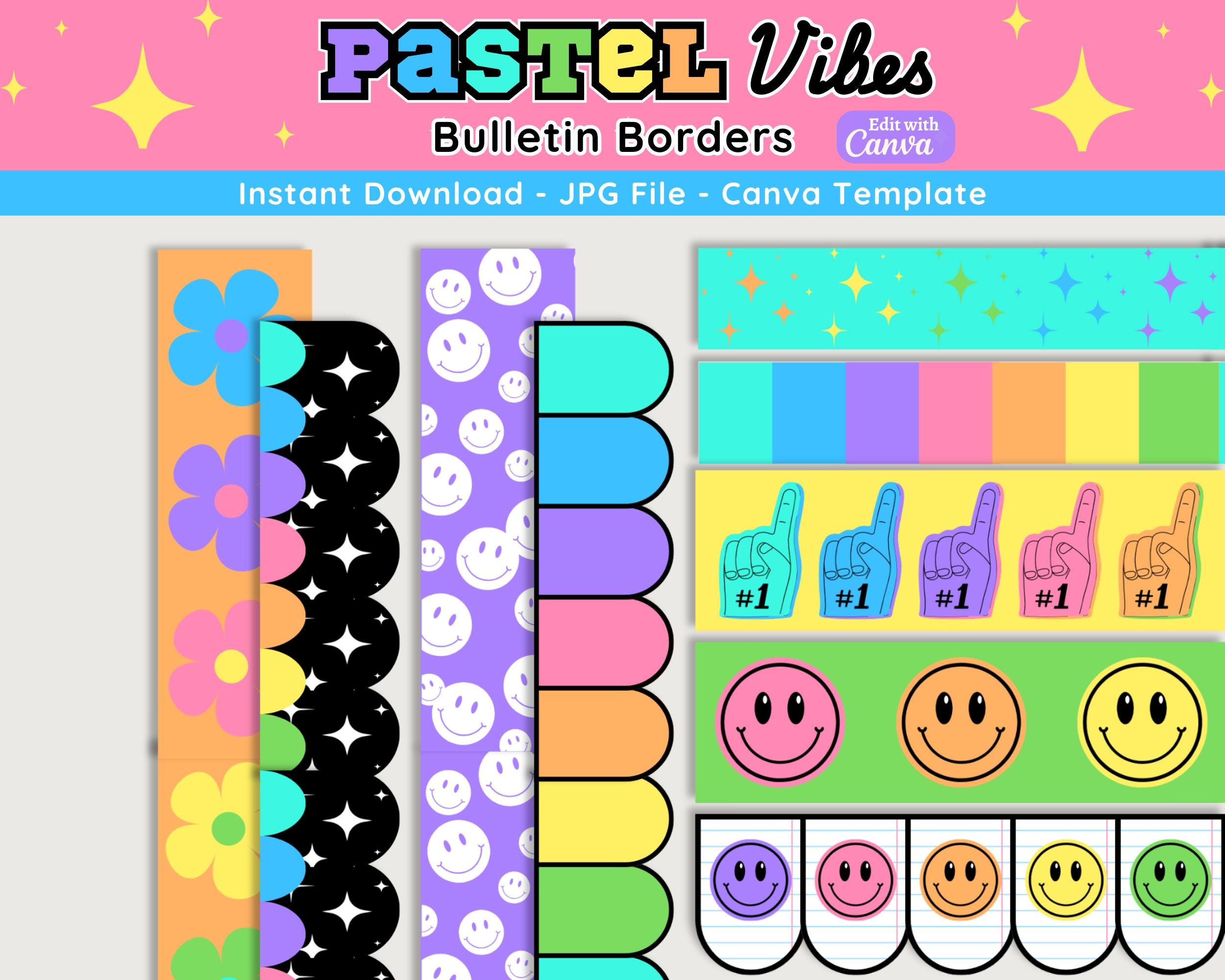 Editable Pastel Bulletin Borders, Printable Bright Classroom Bulletin ...