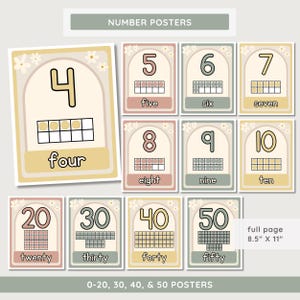 Boho Ten Frame Number Posters: Neutral Classroom Decor (canva Template ...