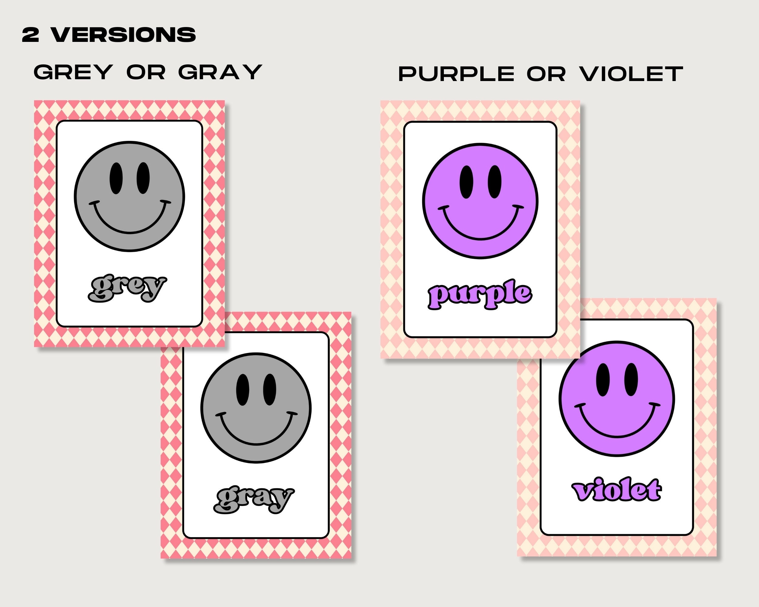 Retro Color Posters, Editable Happy Color Prints, Basic Color Printable ...