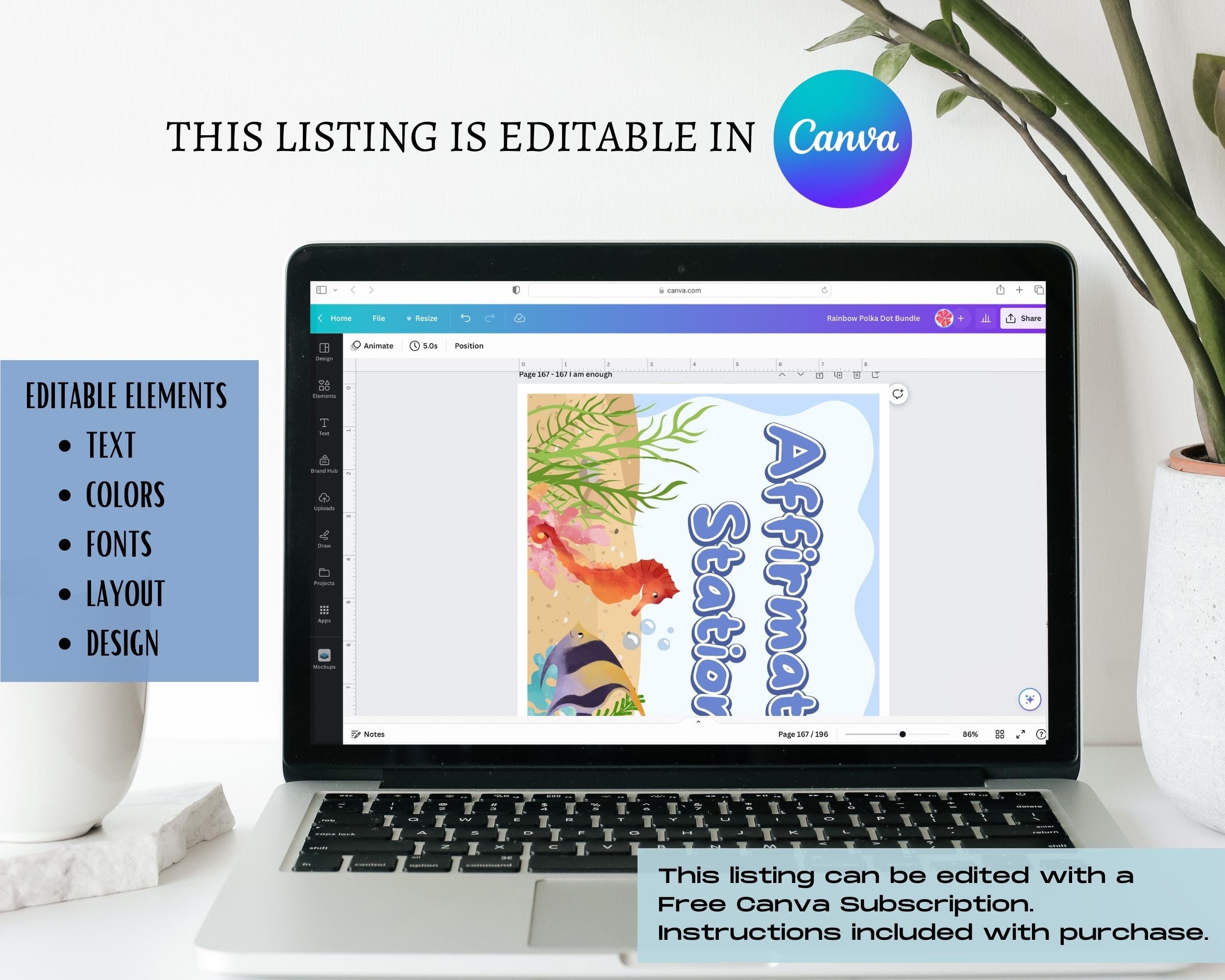 Ocean Theme Affirmation Station, Printable & Editable Affirmation ...