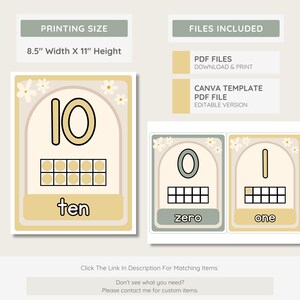 Boho Ten Frame Number Posters: Neutral Classroom Decor (canva Template ...