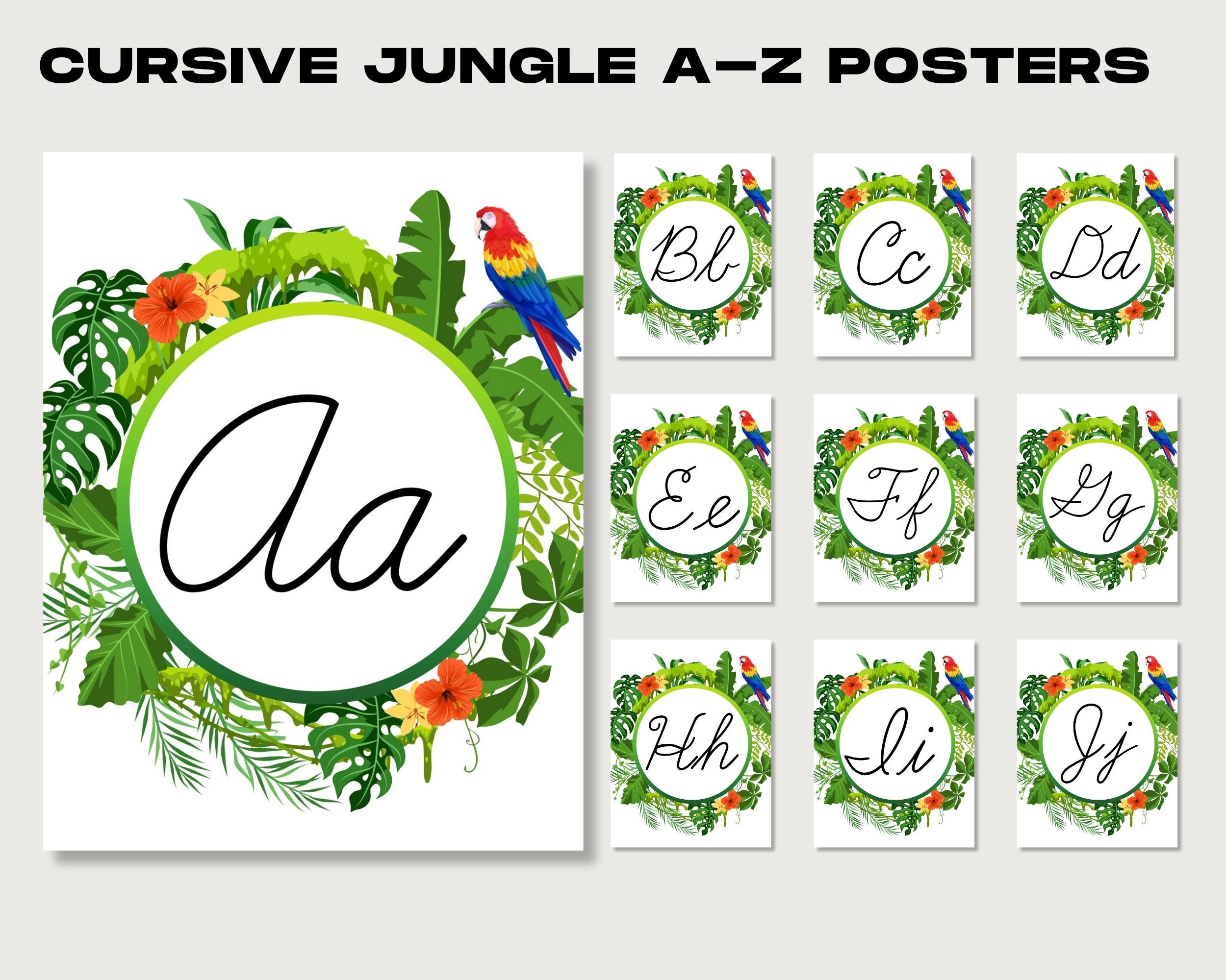 Jungle Alphabet, Editable A-Z Posters, Jungle Animal Classroom Decor ...