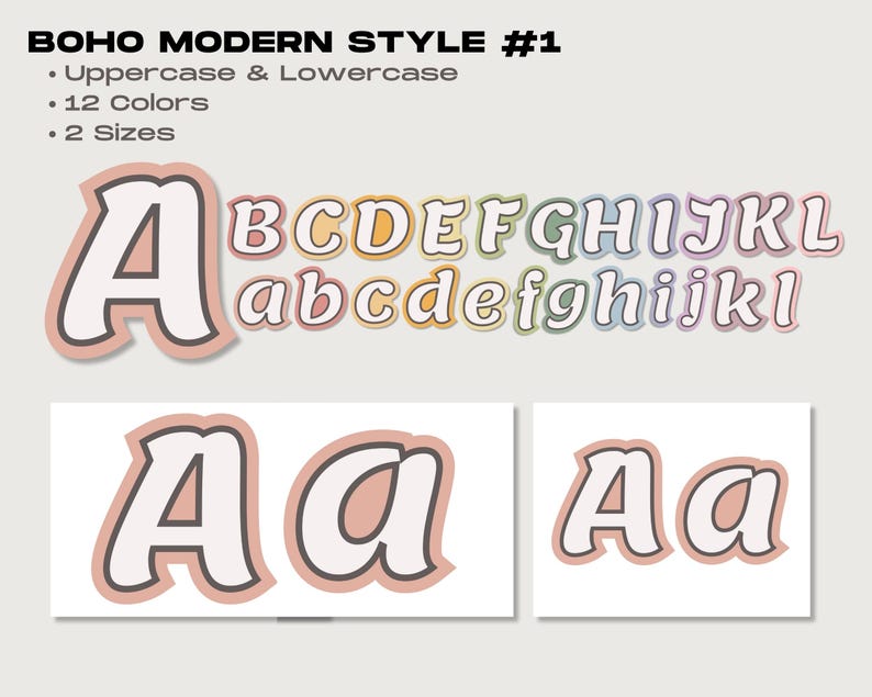 Boho Modern Bulletin Board Letters, Editable & Printable A-Z Boho ...