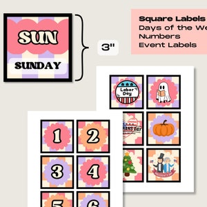 Retro Calendar Bundle, Editable Complete Calendar, Weather Station ...