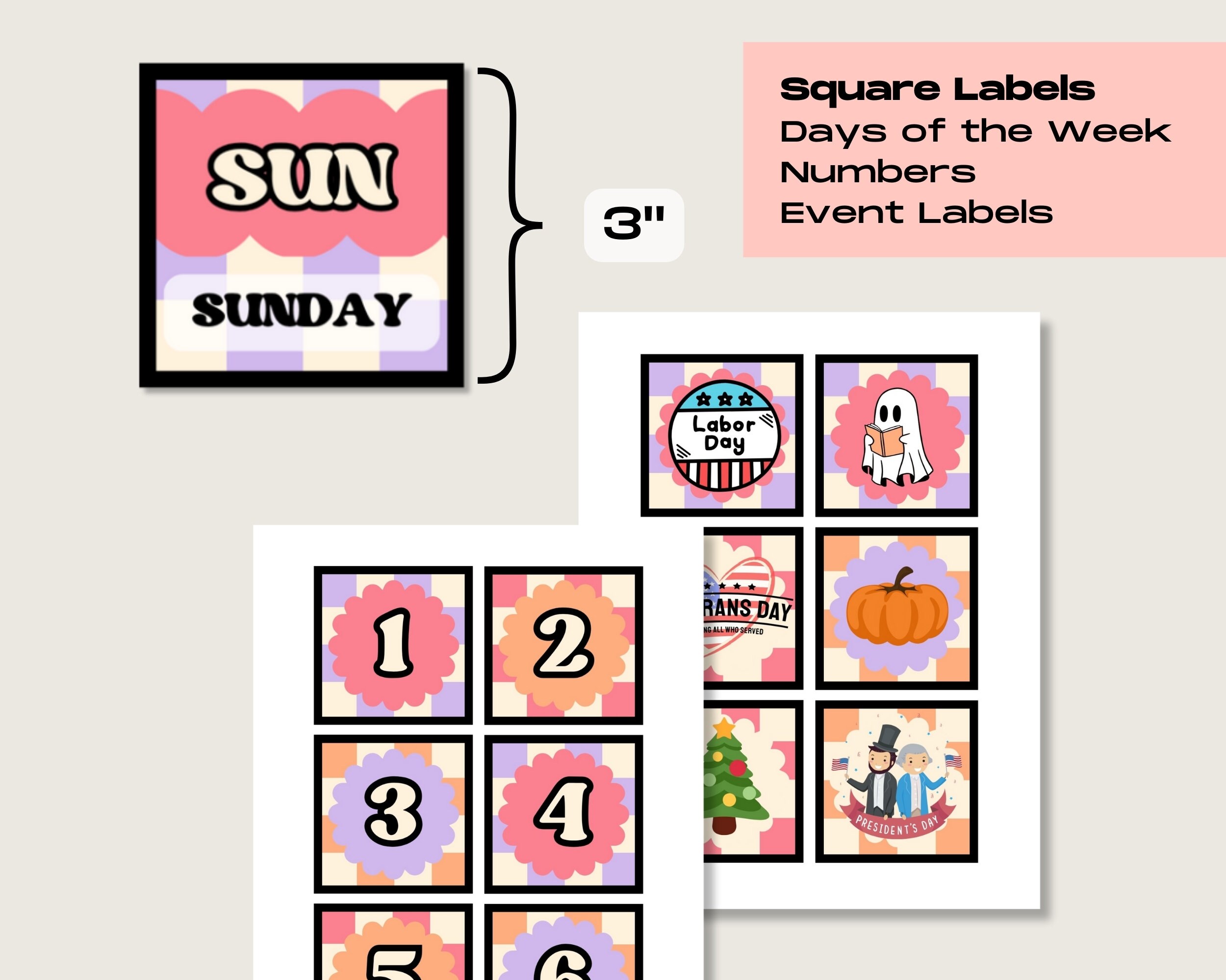 Retro Calendar Bundle, Editable Complete Calendar, Weather Station ...