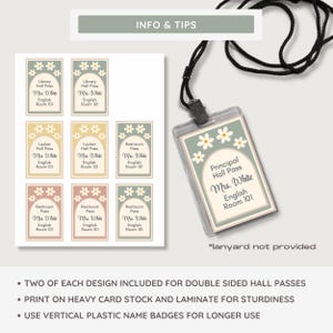 Boho Daisy Classroom Hall Passes: Printable Teacher Canva Template ...