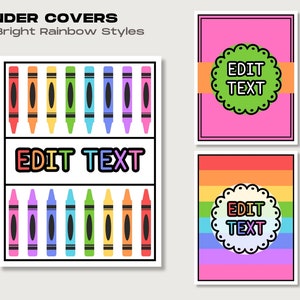 Rainbow Binder Covers & Spines: Editable Teacher Templates (digital ...