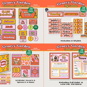 Groovy Garden Classroom Decor Bundle: Retro Floral Posters (canva ...