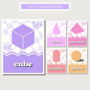 Pastel Butterfly Shape Posters, 2-D and 3-D Elementary Shape Prints ...