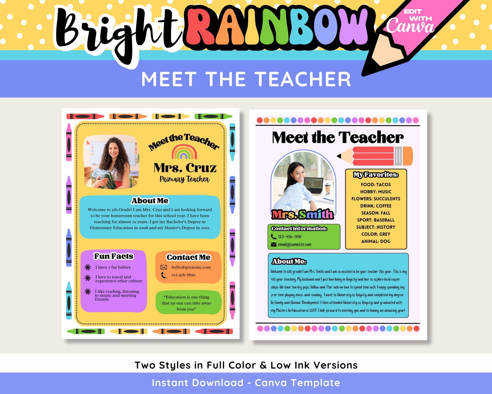 Rainbow Meet the Teacher Letter: Editable Template (digital Download ...
