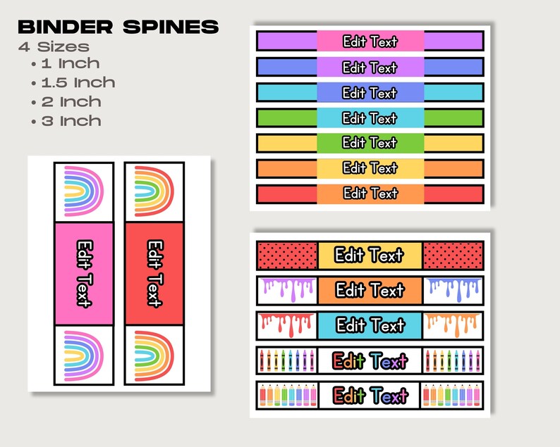 Rainbow Binder Covers & Spines: Editable Teacher Templates (digital ...