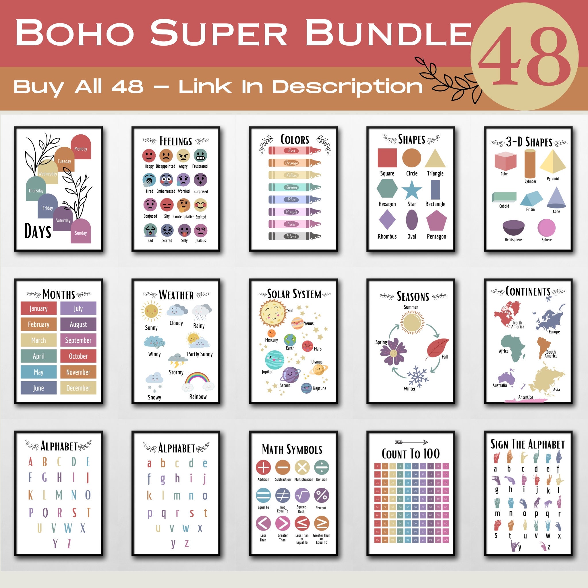 Boho Animal Pun Posters Classroom Animal Wall Art Kids - Etsy